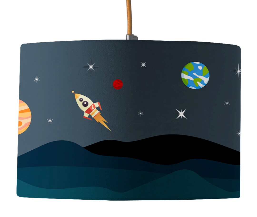 Rocket & Planets Lampshade: Kids Space Nursery Decor - Etsy
