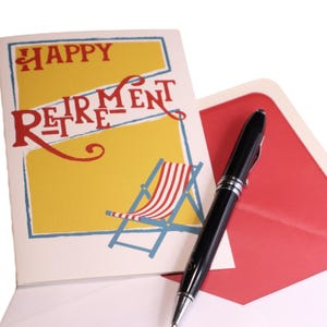 Epoch Happy Retirement Card "the Deck Chair" | Block Print Style ...