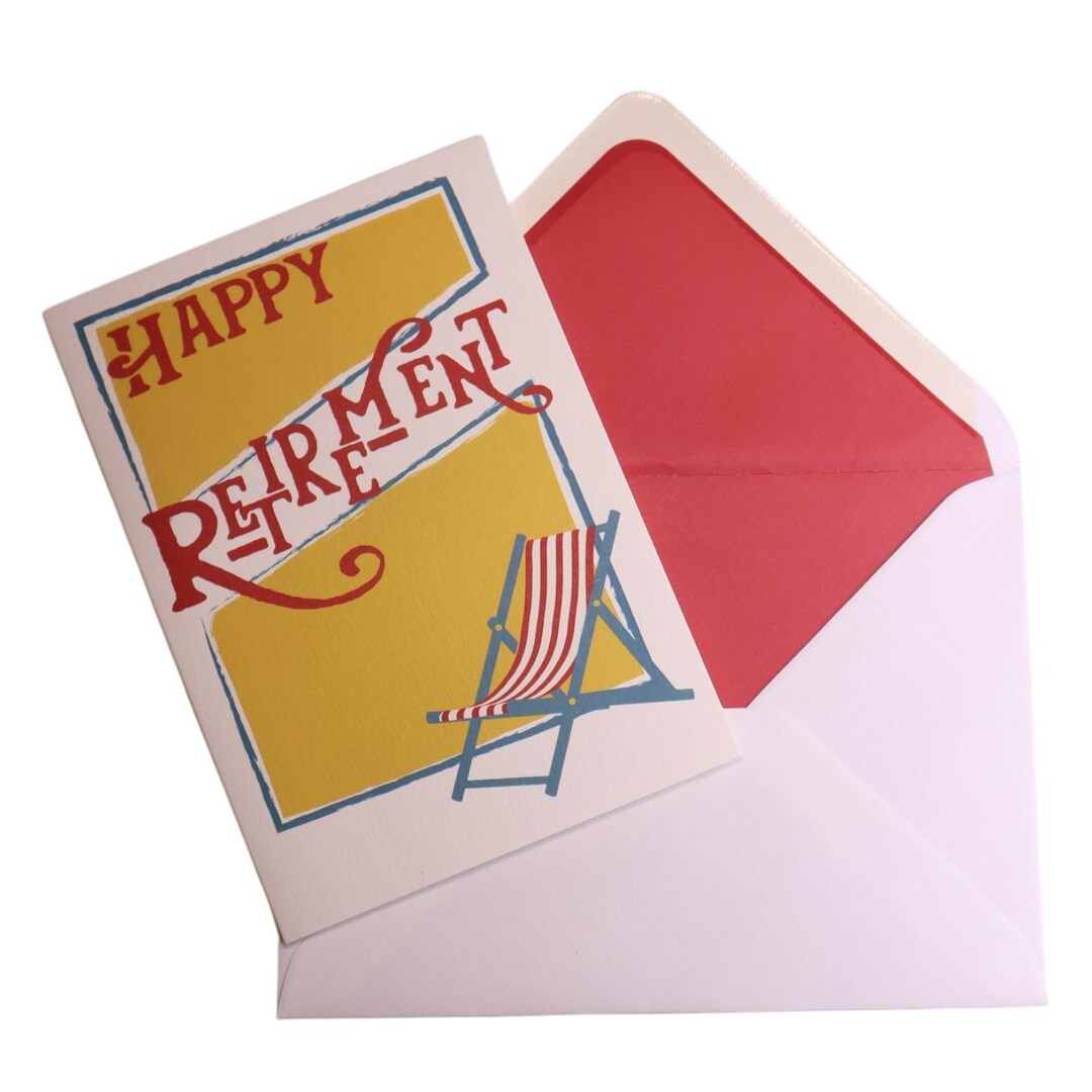 Epoch Happy Retirement Card "the Deck Chair" | Block Print Style ...