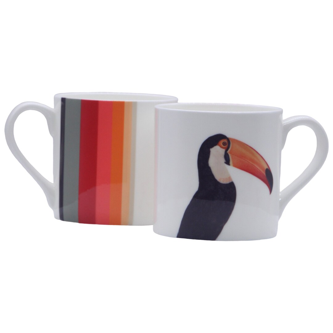Toco Toucan Striped Mug Bone China Bird Mugs Hand-printed Mug From ...