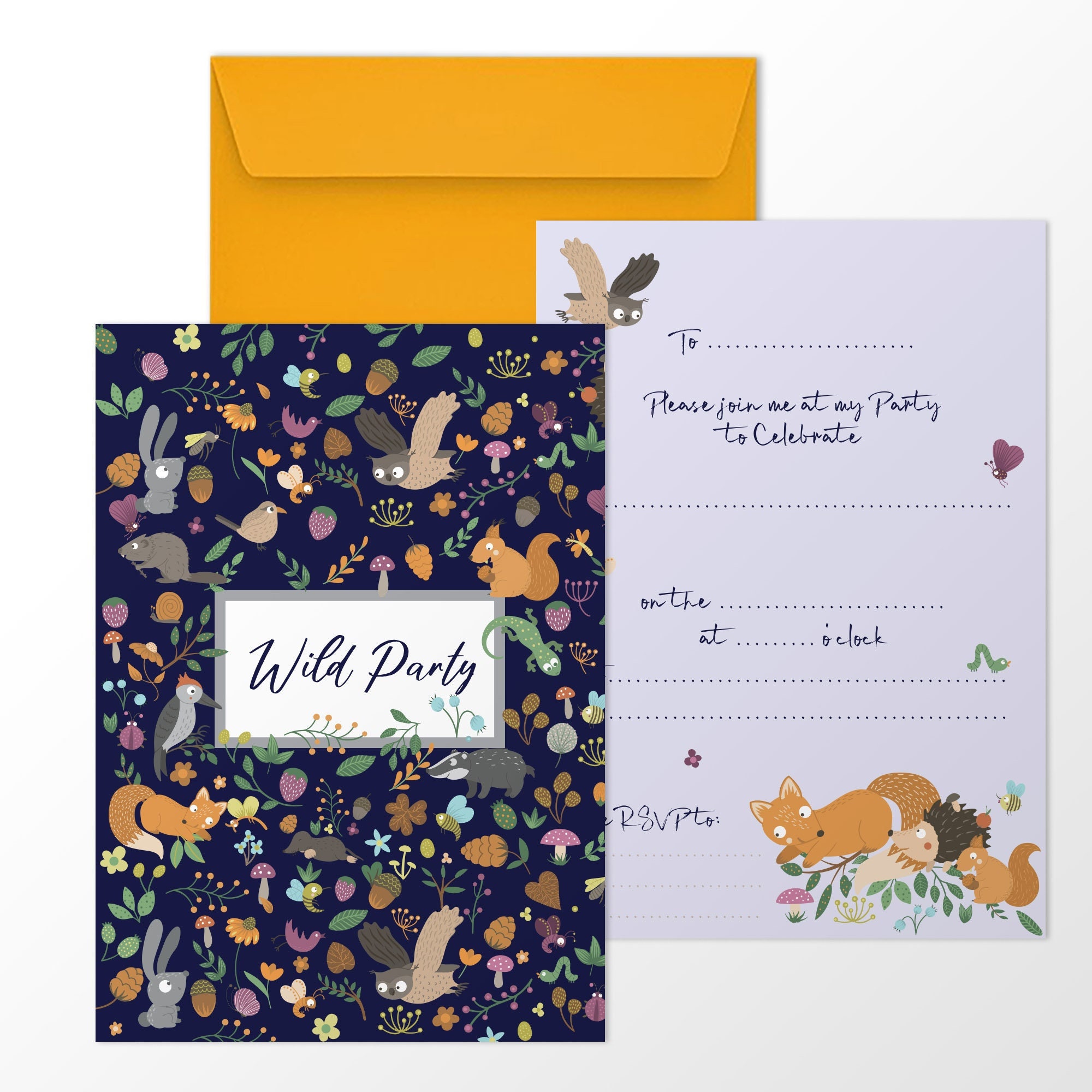 Woodland Party Invitations Forest Bugs and Animal Birthday - Etsy UK