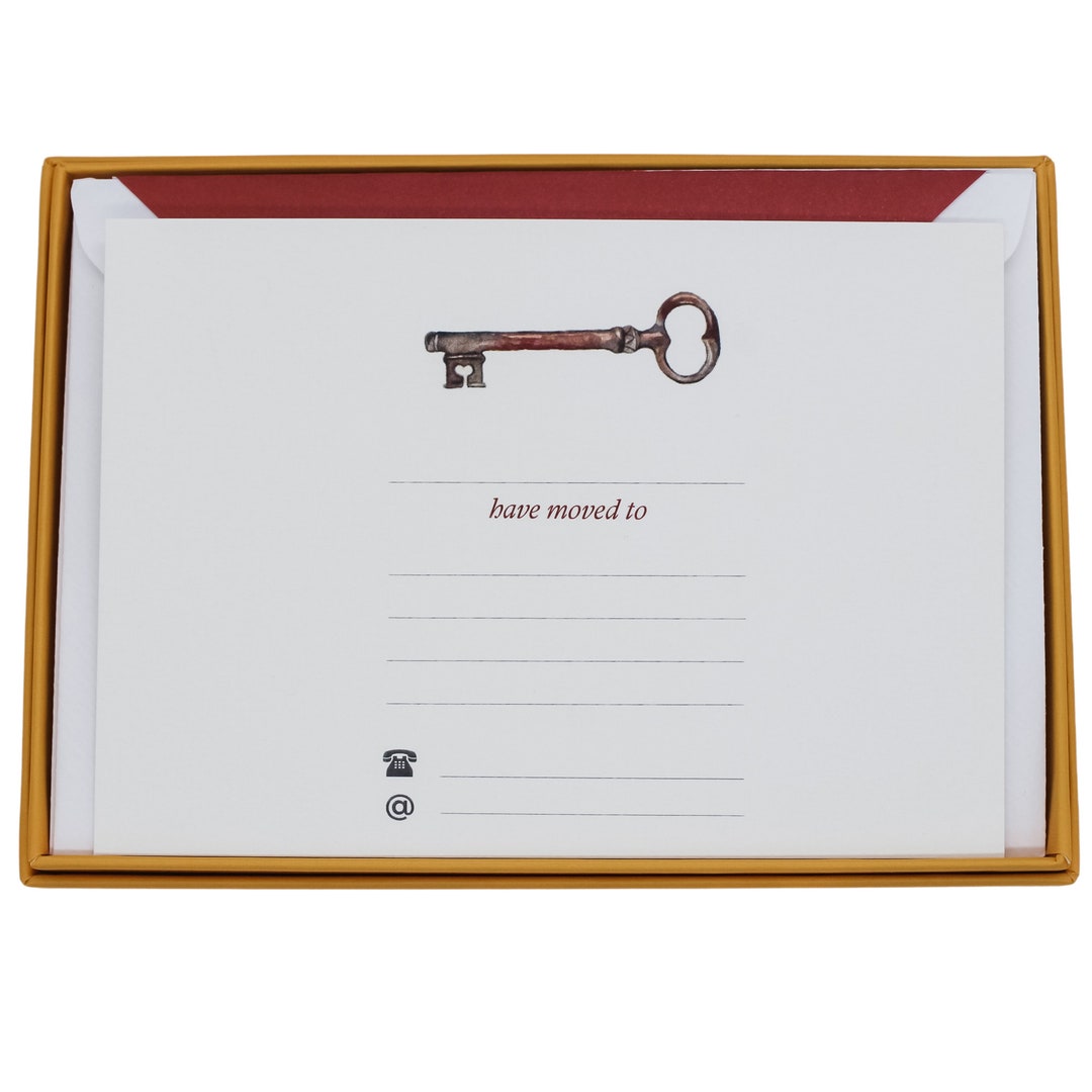 Vintage Key Change of Address Cards With Lined Envelopes New Home Cards ...