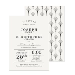 1920s Art Deco Wedding Invitations - Elegant Black White Gatsby ...