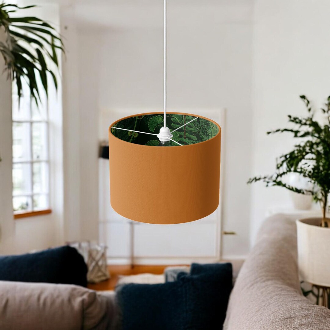 Forest Fern Lamp Shade - Double Sided Burnt Orange and Green - 20 30 ...