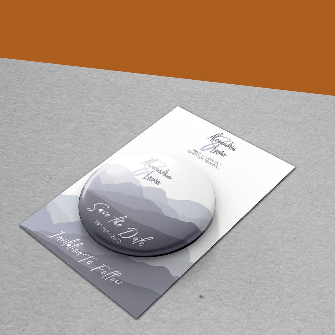 Welsh Hills Wedding Save the Date Button Magnet on Flat Card - Etsy