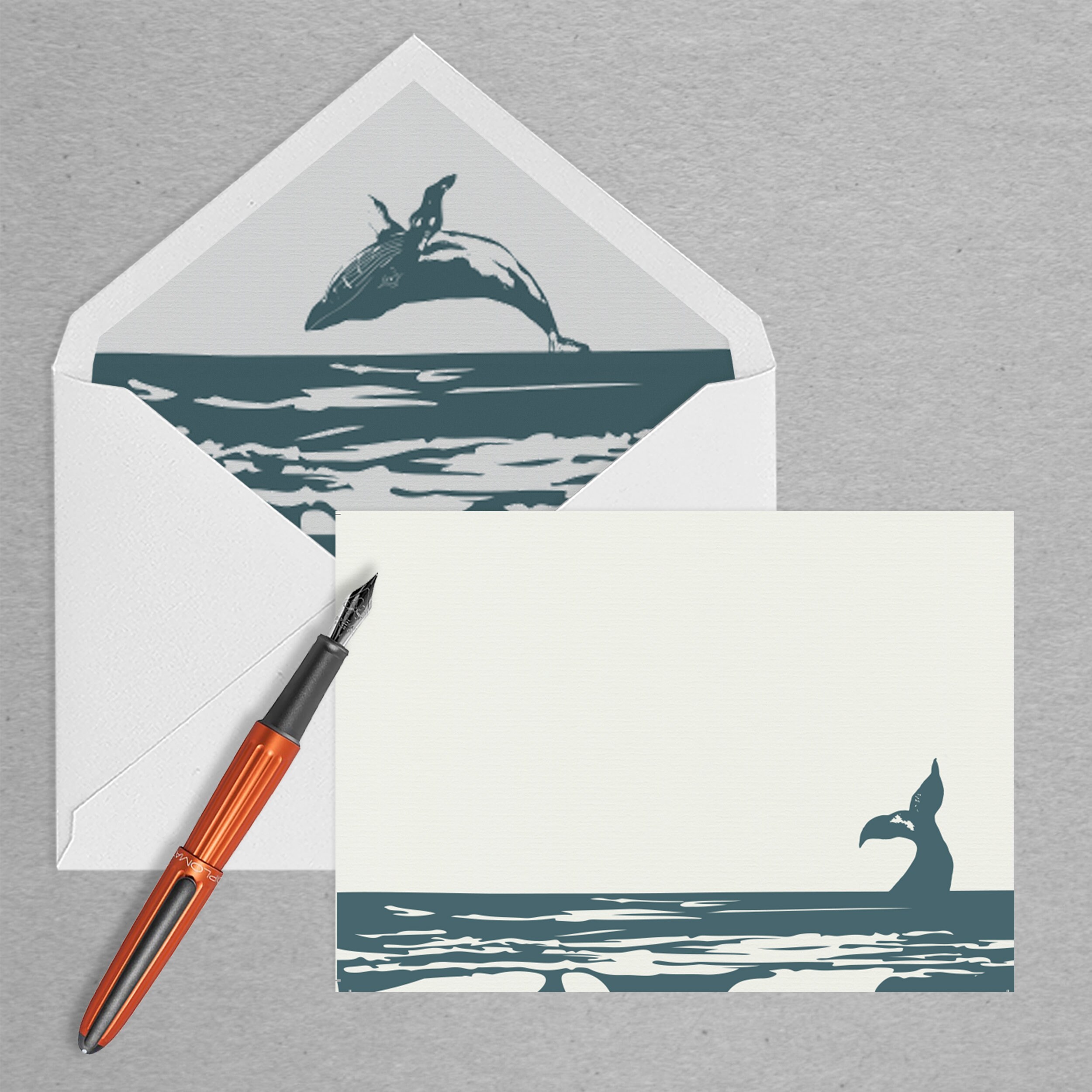 Humpback Whale Tail Note Card Set Whale Letter Writting Set | Etsy