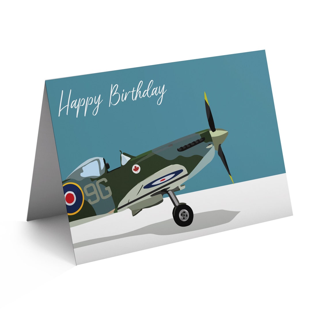 Spitfire Happy Birthday Card | From Mustard and Gray - Etsy