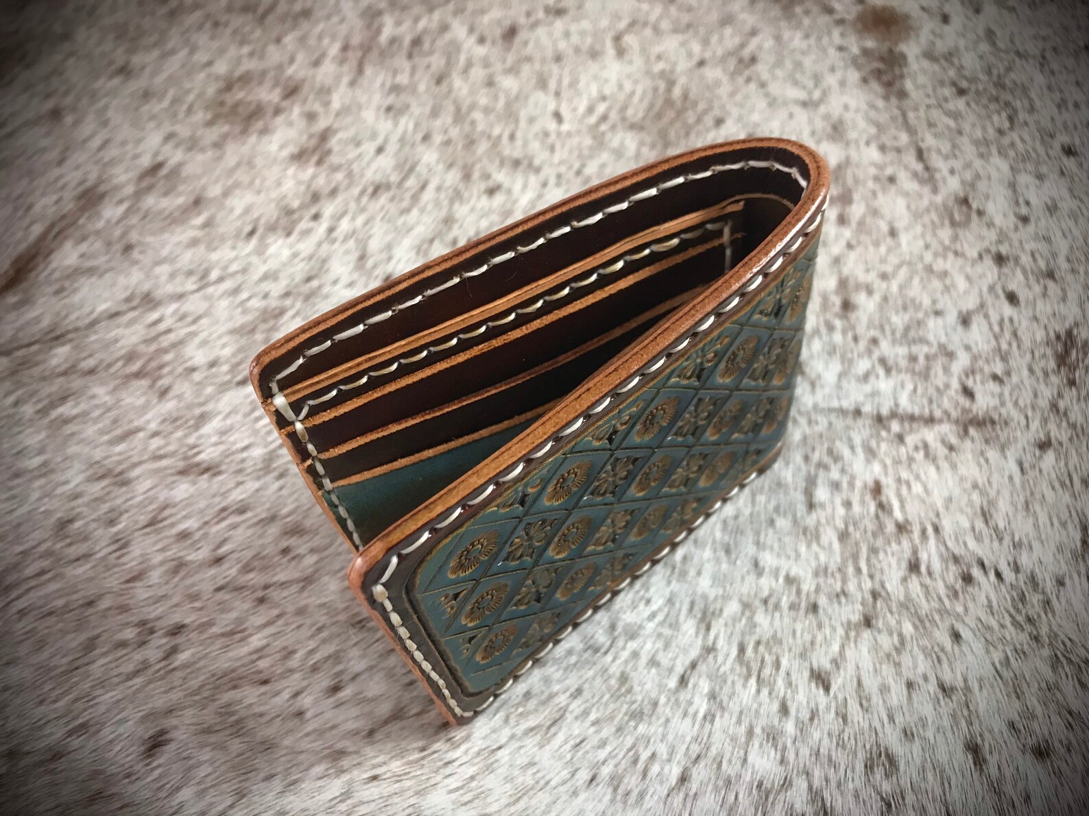 Hand Tooled Leather Wallet Custom Design Long Wallet - Etsy