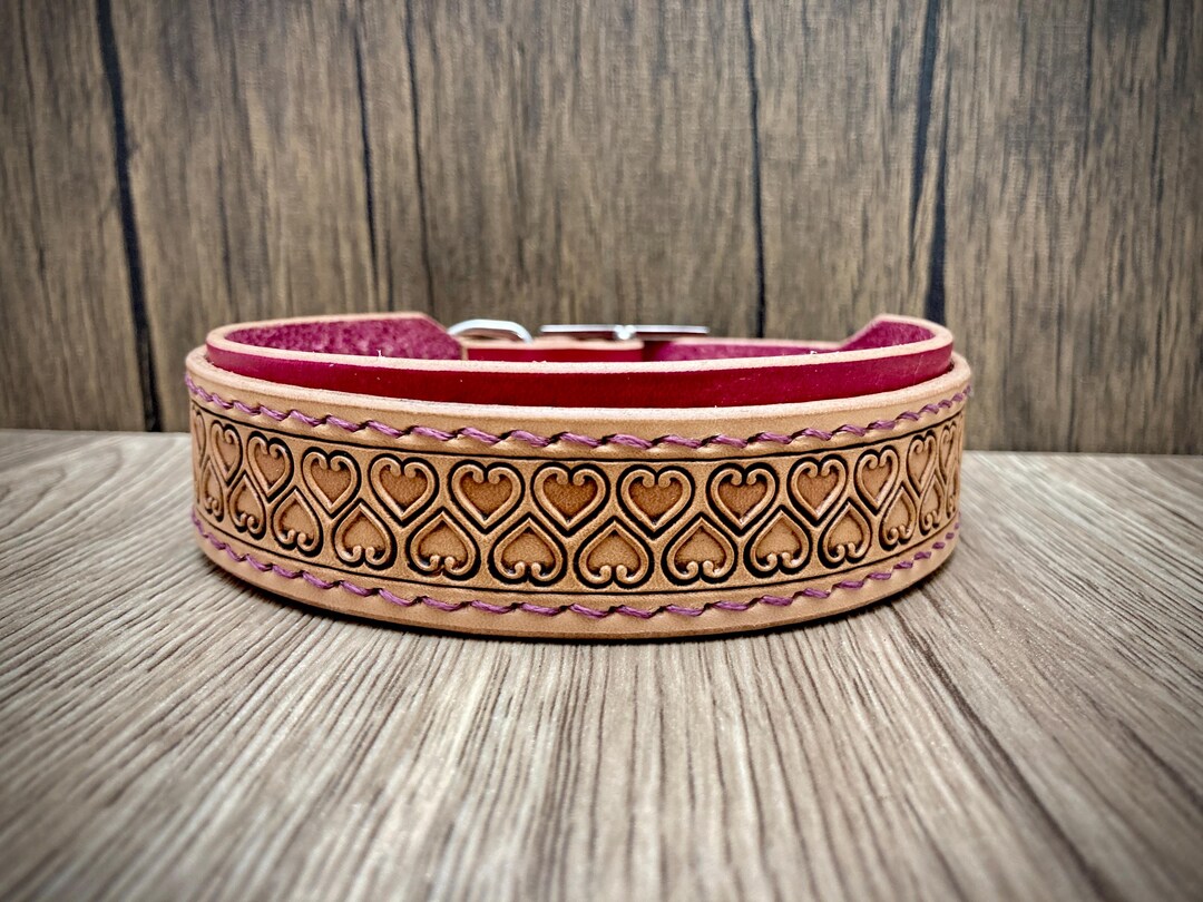 Custom Leather Dog Collar, Personalised Embossed Leather Dog Collar ...