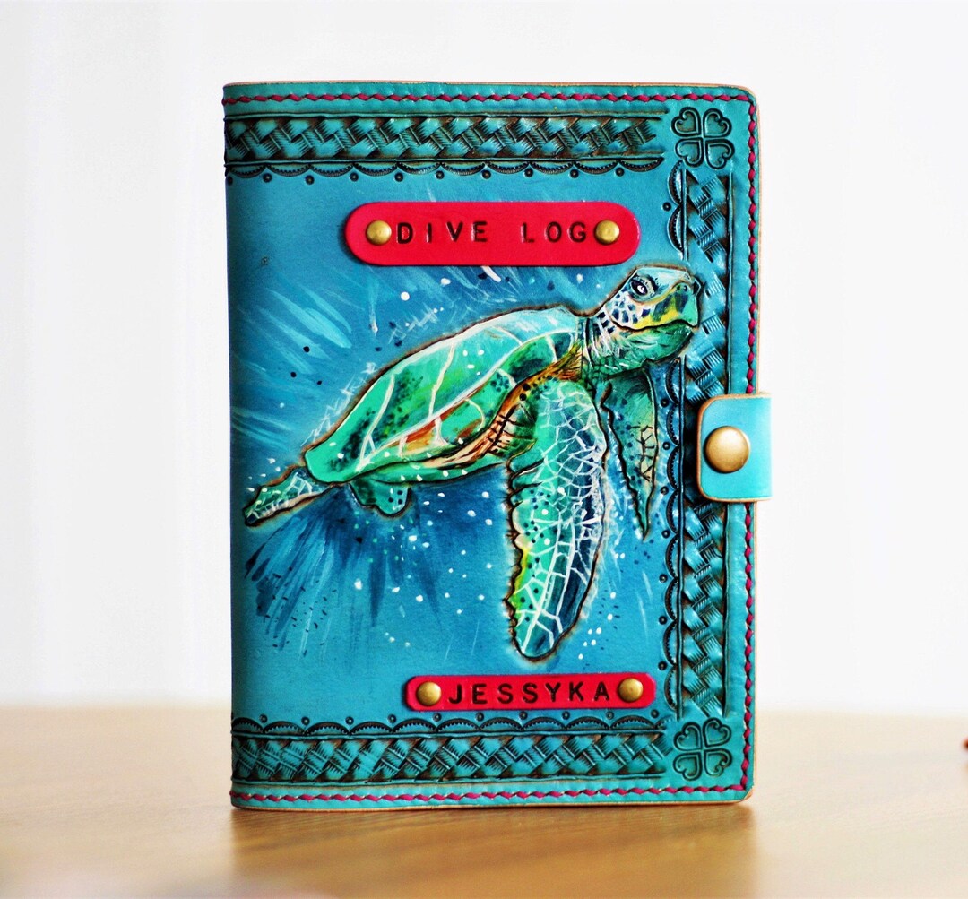 Custom Designed Leather Journal Cover, Hand Painted Log Book Case - Etsy