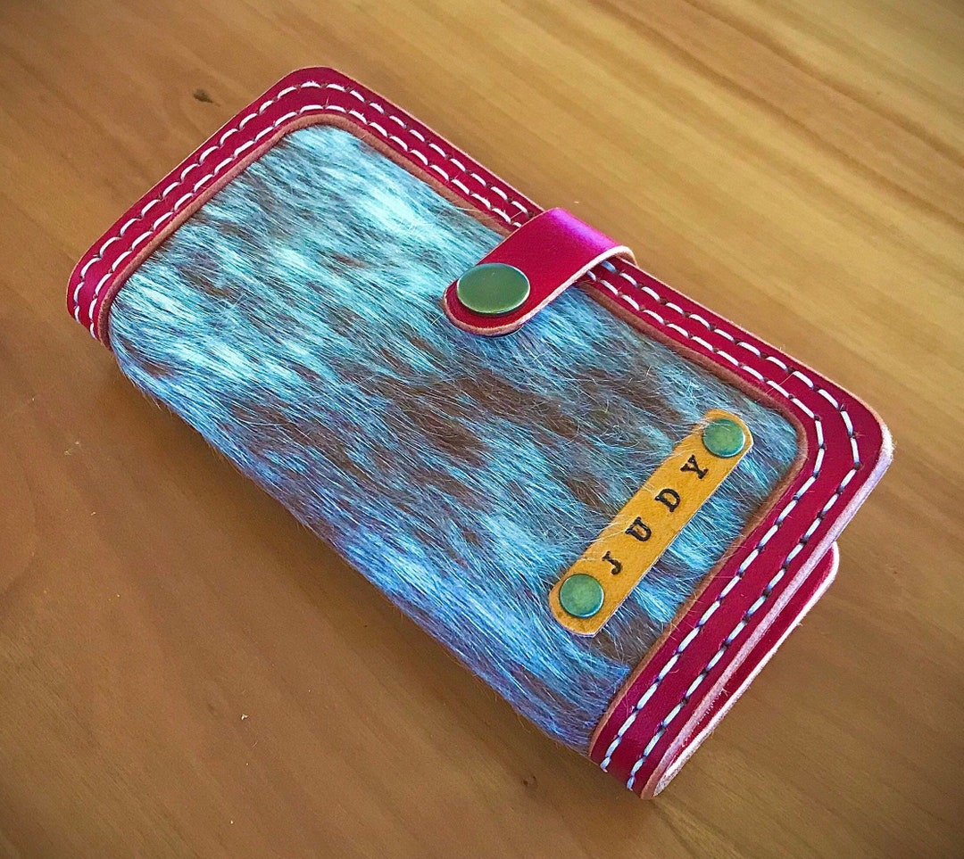 Tooled Leather Phone Case, Universal Leather Phone Case, Hair on Hide ...