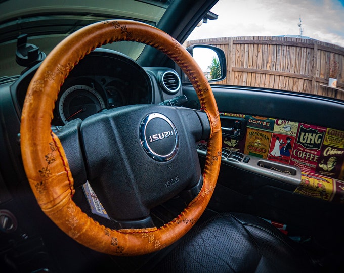 Tooled Leather Steering Wheel Cover - Etsy