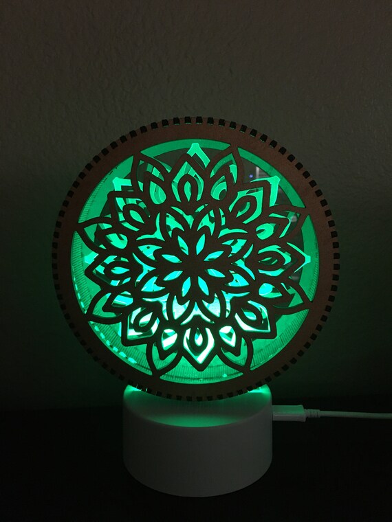 Snowflake Mandala 3-D LED Night Lamp Vector File Living Hinge | Etsy