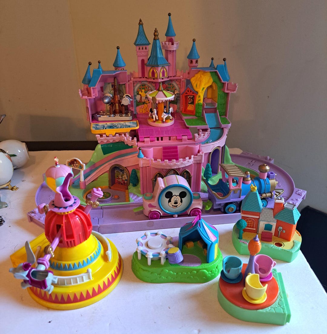 Vintage Polly Pocket Disney Magic Kingdom Rides and 8 Figures That Spin ...