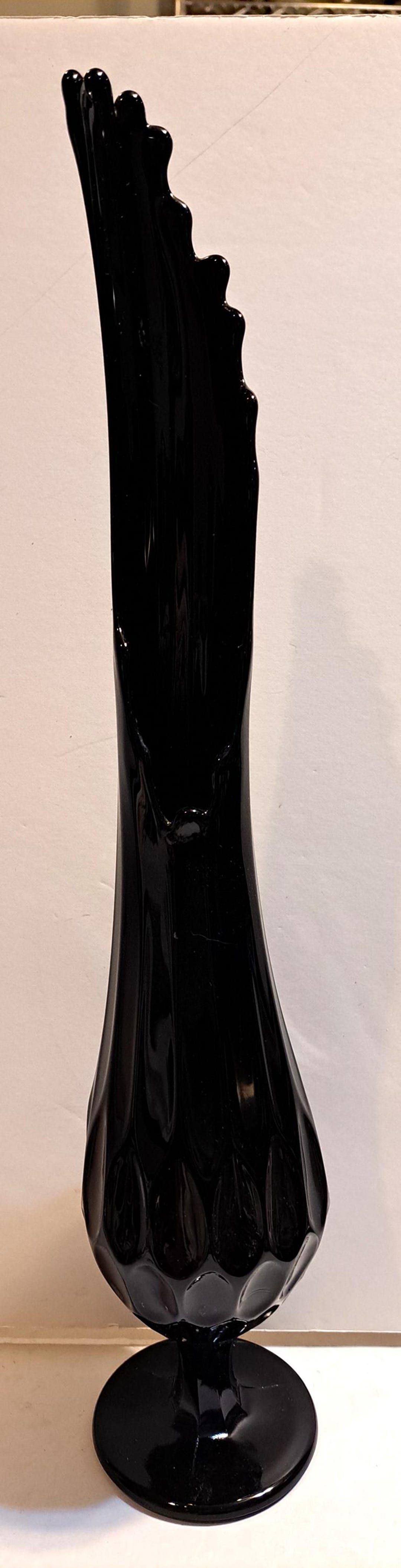 Fenton Black Glass Swung Vase 17.75 Tall - Etsy