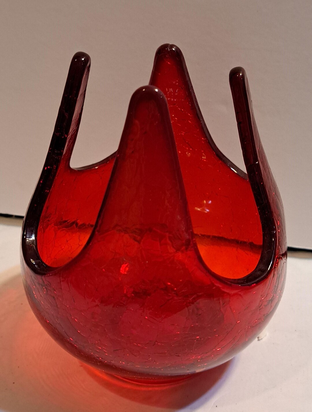 Vintage Viking Glass Red Patio Lite 7019 Crackle Glass Hard to Find Mid ...