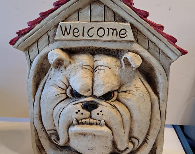 Vintage Telle Stein Welcome Bulldog Statue 10" Tall by 9" Wide Resin - Etsy