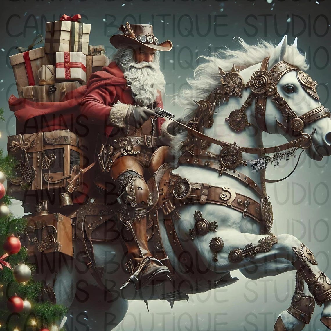 Cowboy Santa, Western Santa Clipart Cowboy Santa Clipart, 5 PNG Cowboy ...