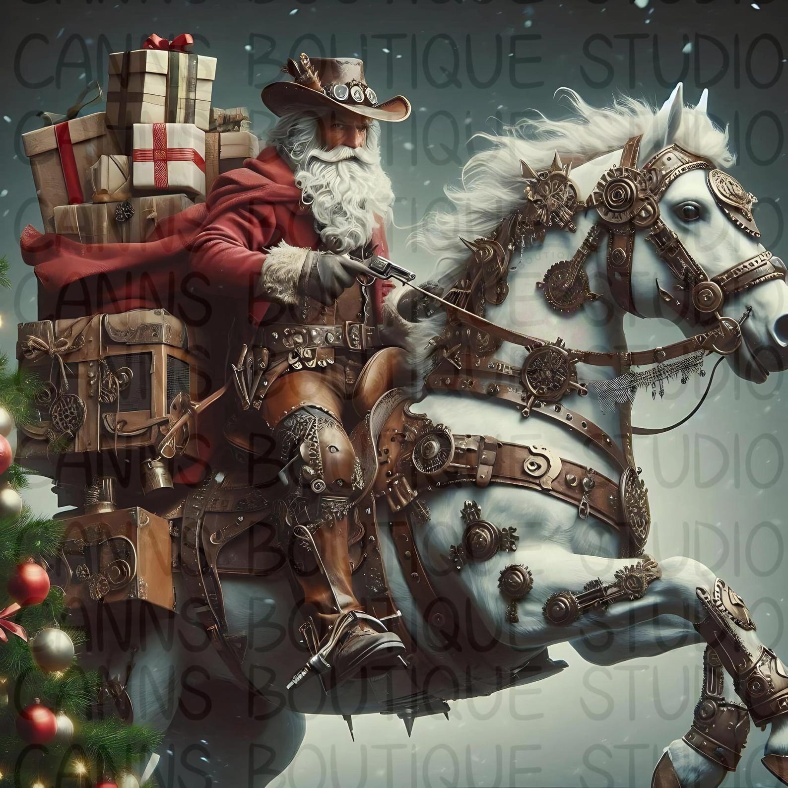 Cowboy Santa, Western Santa Clipart Cowboy Santa Clipart, 5 PNG Cowboy ...