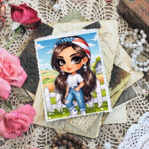 Country Girl Clipart, Chibi Girl Clipart, Junk Journals Clipart ...
