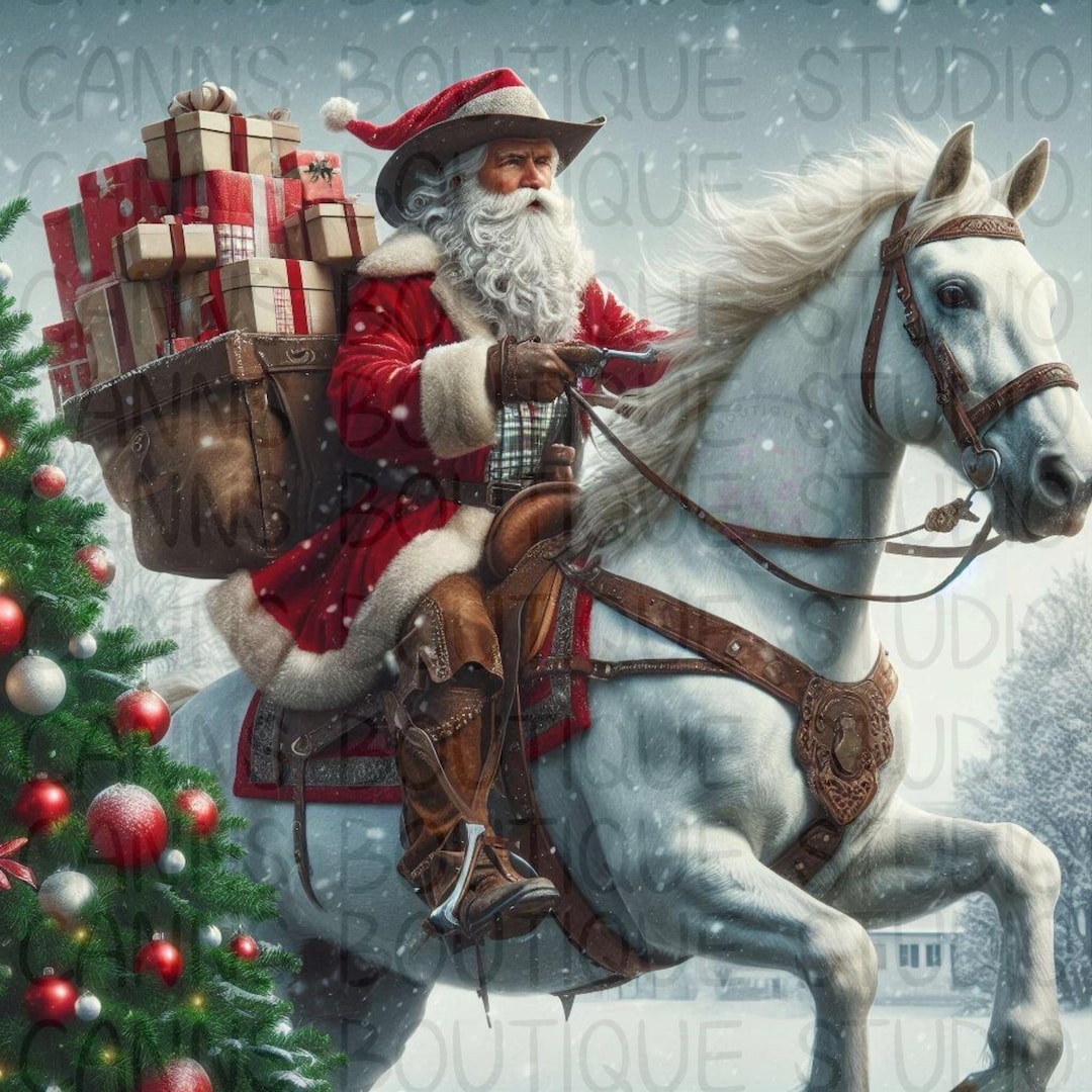 Cowboy Santa, Western Santa Clipart Cowboy Santa Clipart, 5 PNG Cowboy ...