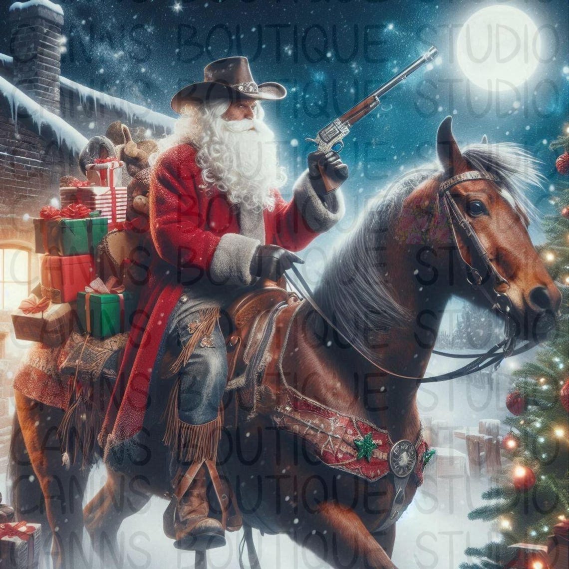 Cowboy Santa, Western Santa Clipart Cowboy Santa Clipart, 5 PNG Cowboy ...