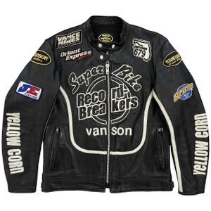 VTG Vanson Leathers X Yellow Corn Motorcycle Racer Jacket - Size XL - Etsy