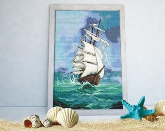 Sailin Ship Digital Pattern for Cross Stitch, A Journey Into the ...