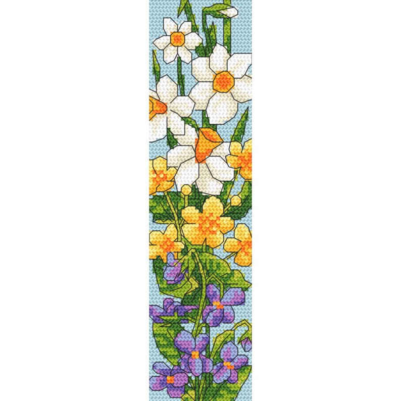 Cross Stitch Pattern for Smartphone Bookmark With Spring Flowers - Etsy