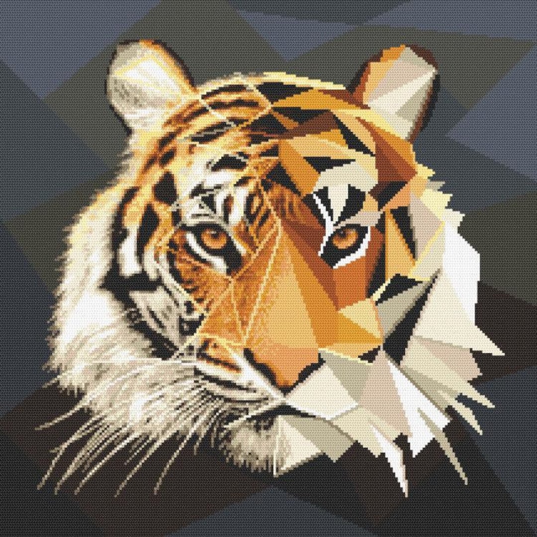 Cross Stitch Pattern for Smartphone Mosaic Tiger - Etsy
