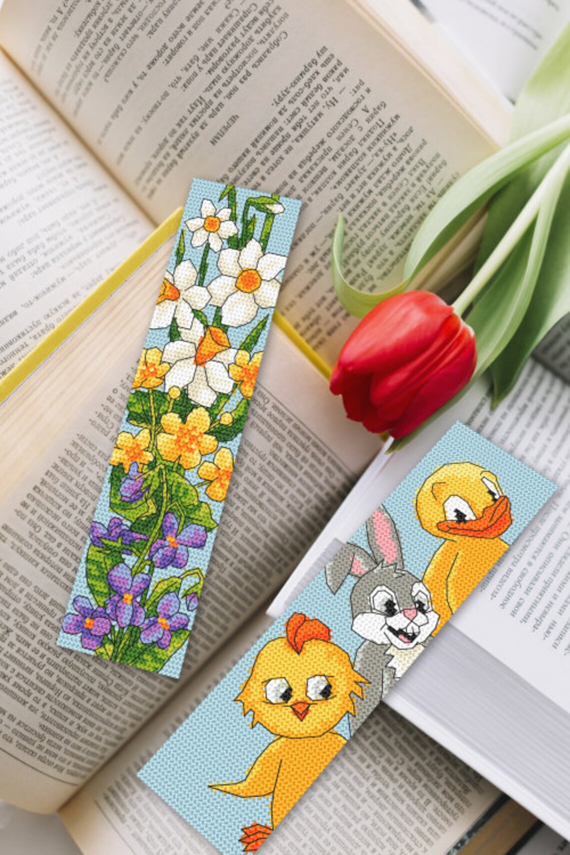 Cross Stitch Pattern for Smartphone Bookmark With Spring Flowers - Etsy