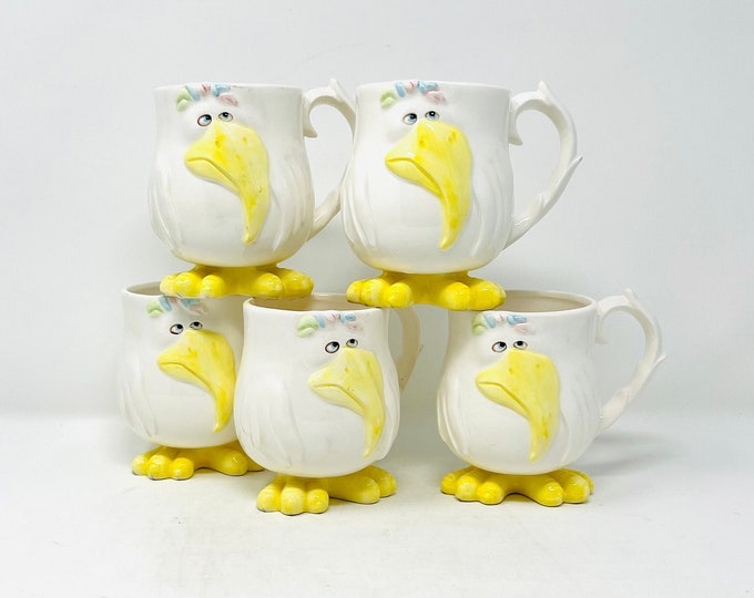 Vintage Fitz and Floyd Gooney Bird Footed Mugs, Set of 5, 1980 - Etsy