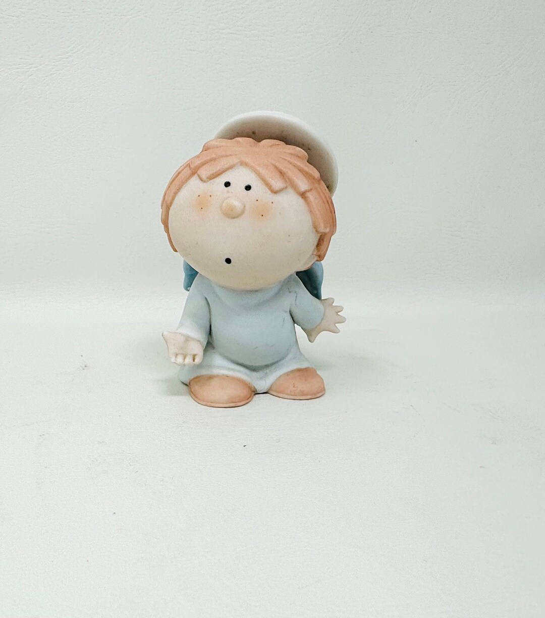 Vintage Bumpkins Porcelain Figurine, Child Angel With Blue Polka Dot ...