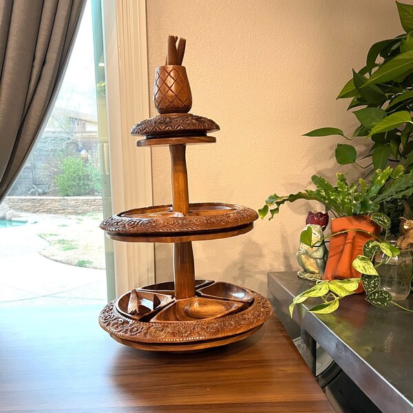 Philippine Monkey Pod Tier Lazy Susan - Etsy