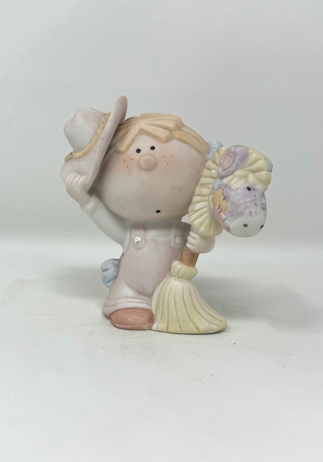 Vintage Porcelain Bumpkins Figurine, Child With Stick Horse - Etsy