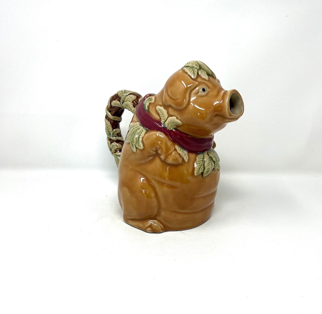 Quirky Vintage Majolica-style Pig Pitcher or Jug, 1982 - Etsy