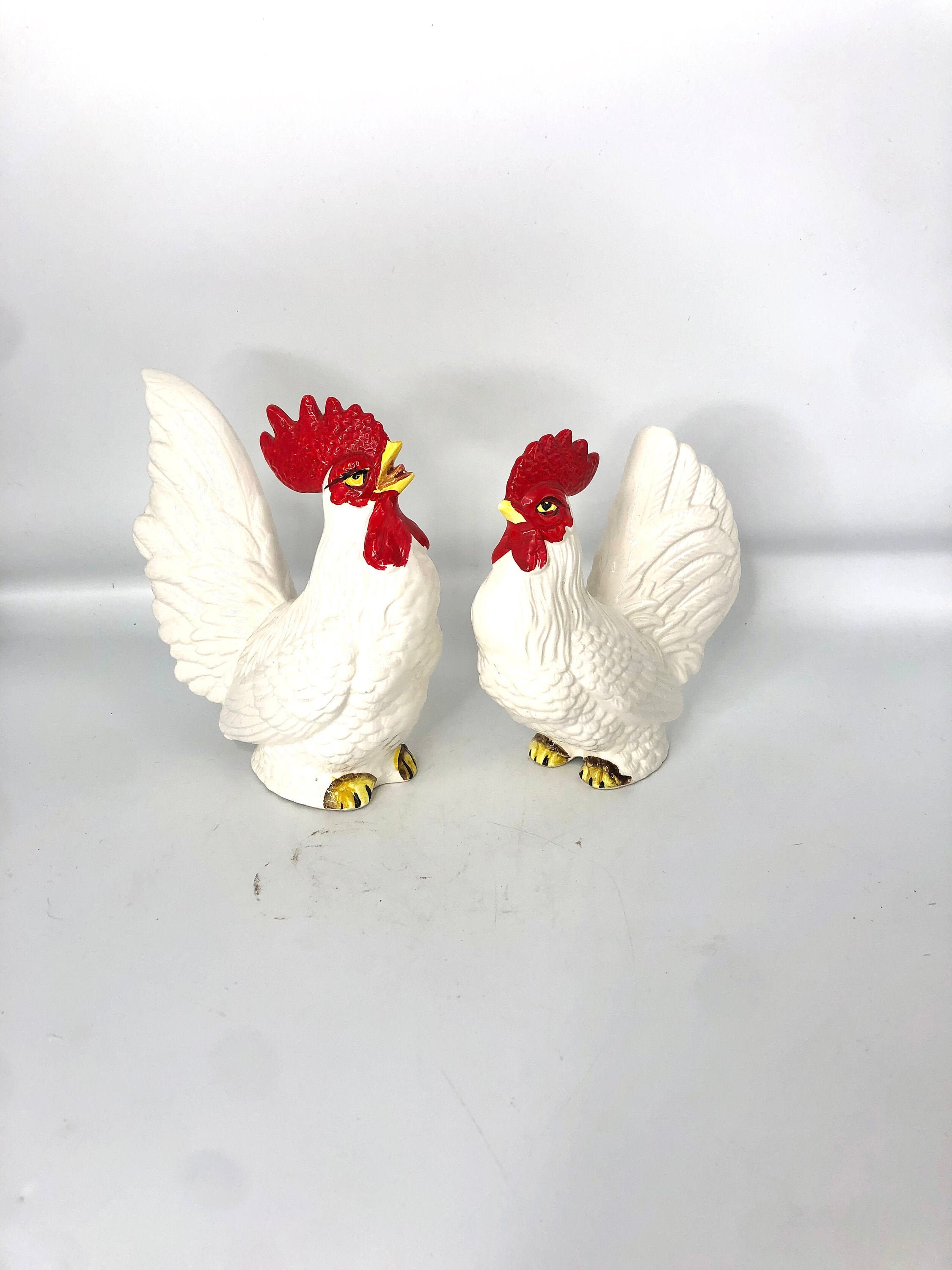 Vintage Japanese Ceramic Rooster and Hen Pair | Etsy