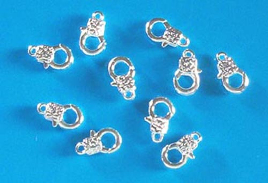 20 Small Silver Plated, Patterned Trigger Clasps 12mm Good Quality ...