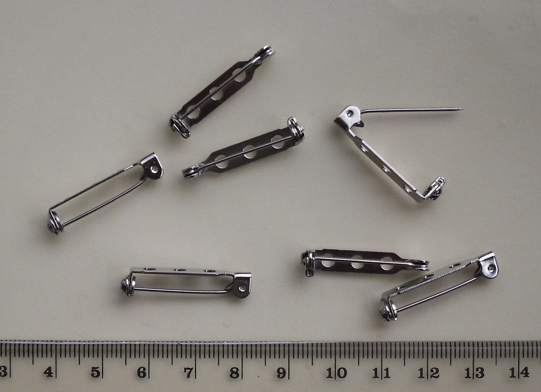 10 Nickel Plated Brooch Pins With Swivel Lock, 25mm Pin, Findings for ...