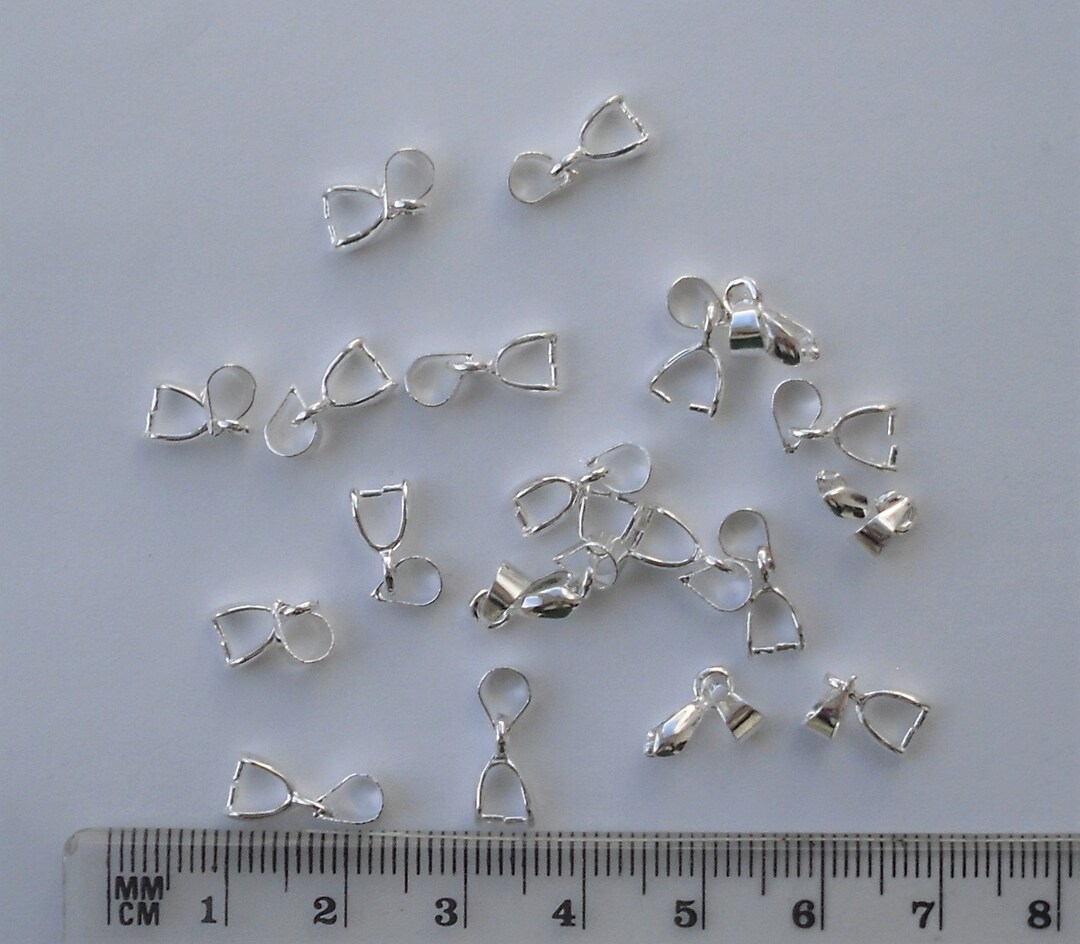 20 Small Silver Plated Stirrup Bails With Attached Loop, Findings for ...