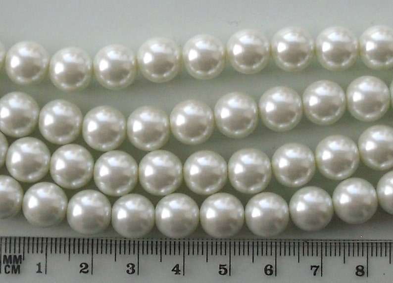 50 X 10mm Round Czech Glass Pearls White for Jewellery - Etsy