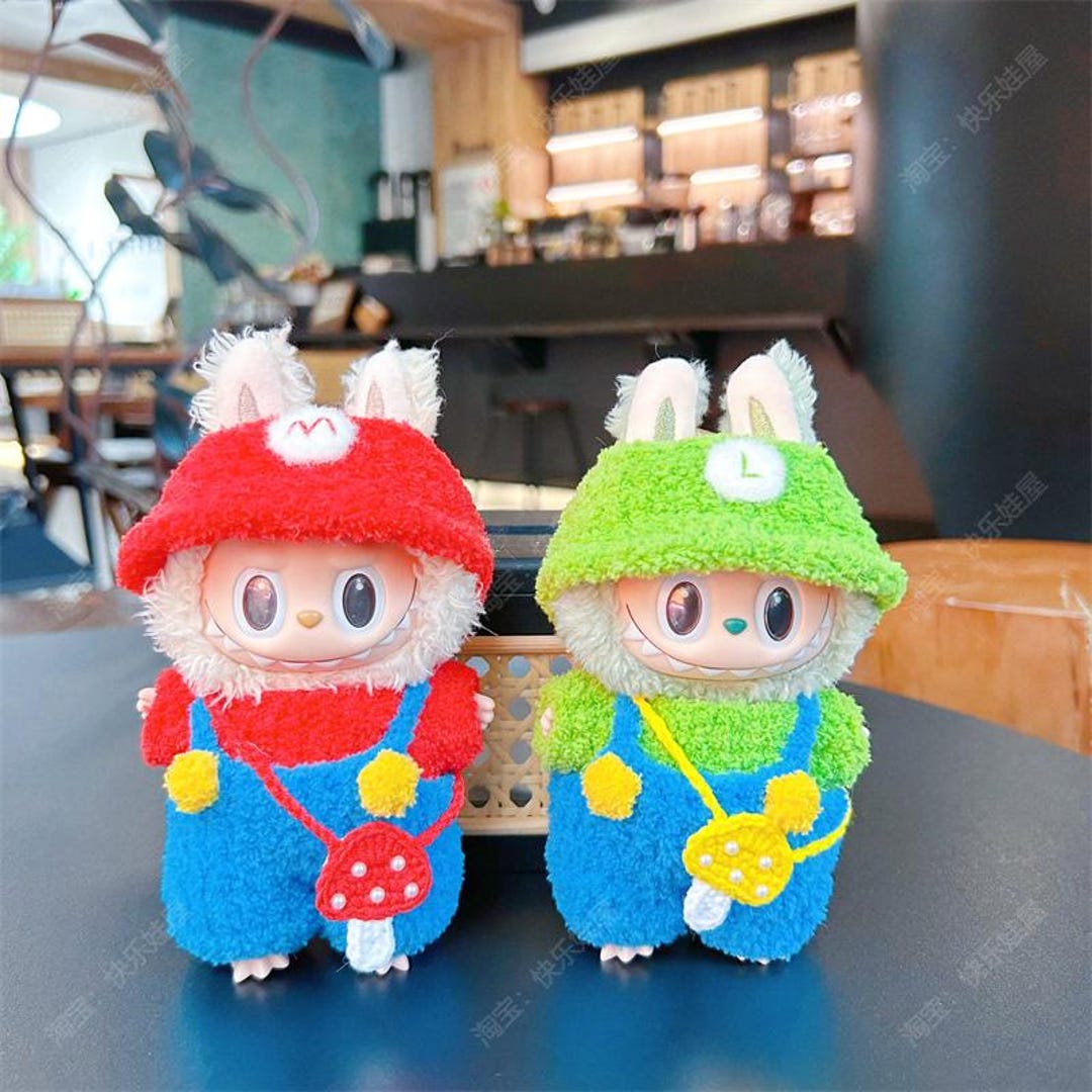 Handmade Outfit for Labubu – Grey Plush Costume, Pop Mart Doll Clothes ...