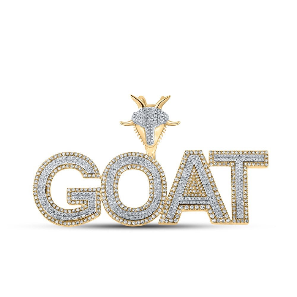 10kt Two-tone Gold Mens Round Diamond GOAT Charm Pendant 2-3/4 Cttw ...