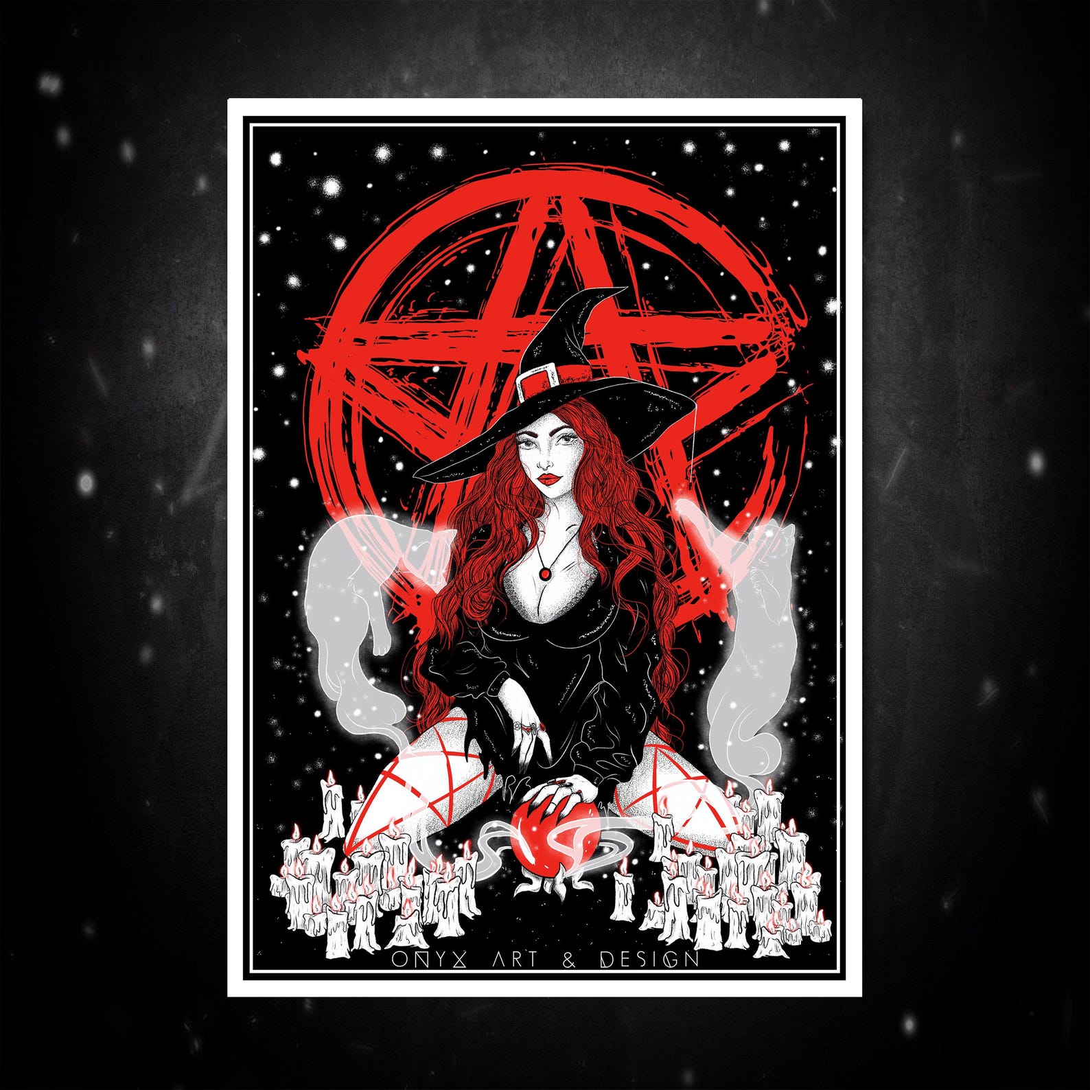 Red Witch original Design Print Fine Art Print Goth Dark Art Gothic ...