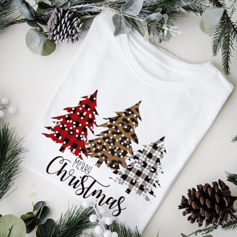 Merry Christmas Theme Plaid Tree Shirt, Leopard Print Shirt, Buffalo ...