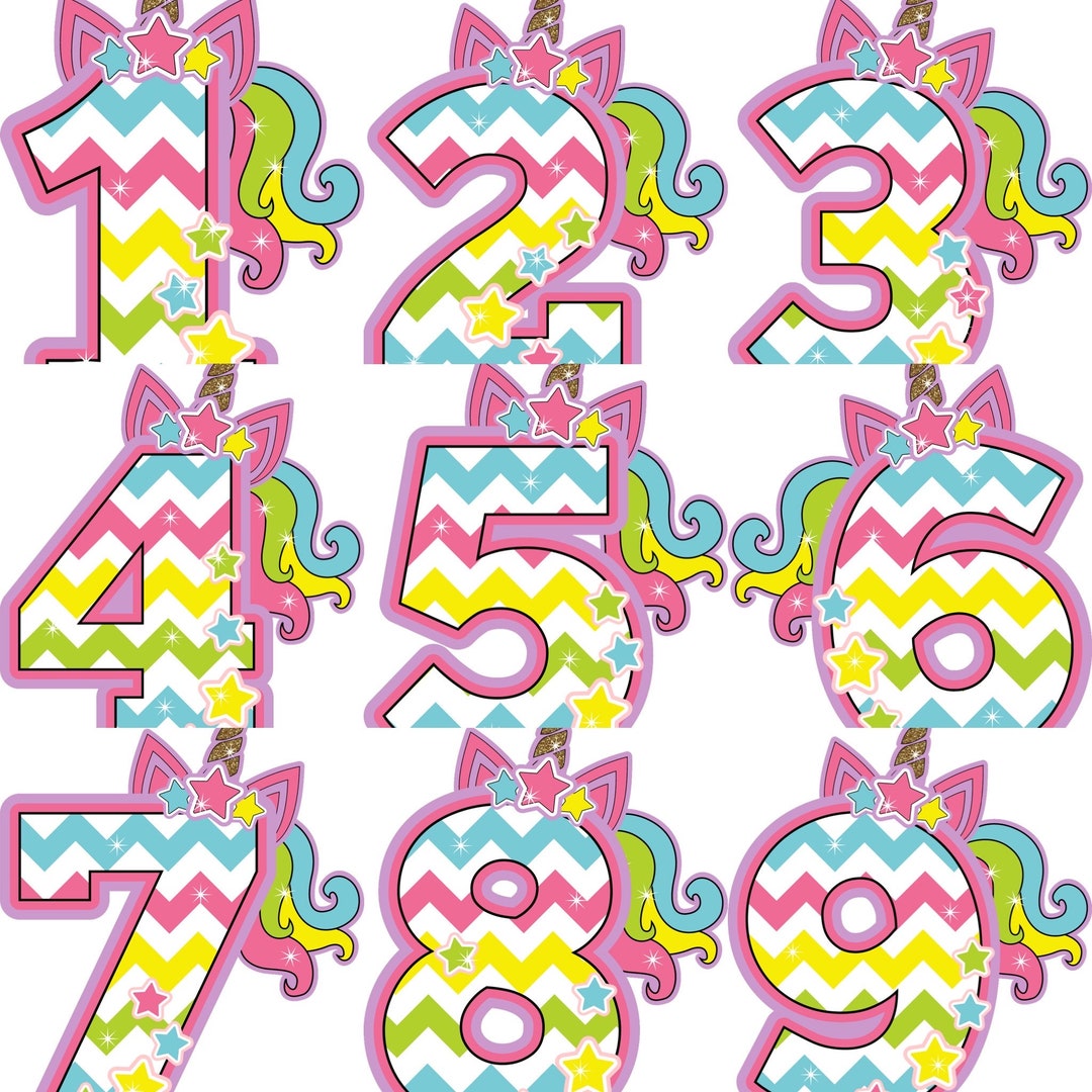 Unicorn Birthday Numbers DTF Transfer Sheet Custom Dtf Ready to Press ...