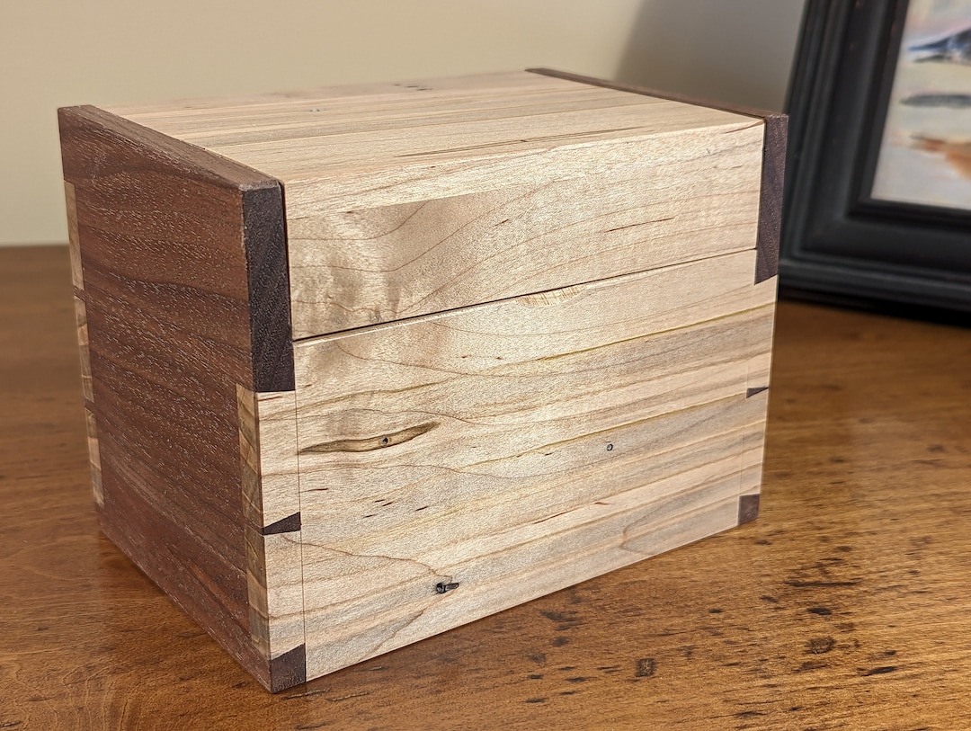 Handcrafted Recipe Box - 3x5 Cards - Ambrosia Maple and Walnut - Etsy