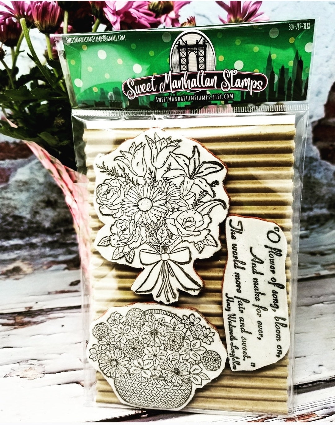Big Flower Stamp, Flower Bouquet With Ribbon Wrapped Around It, Flower ...