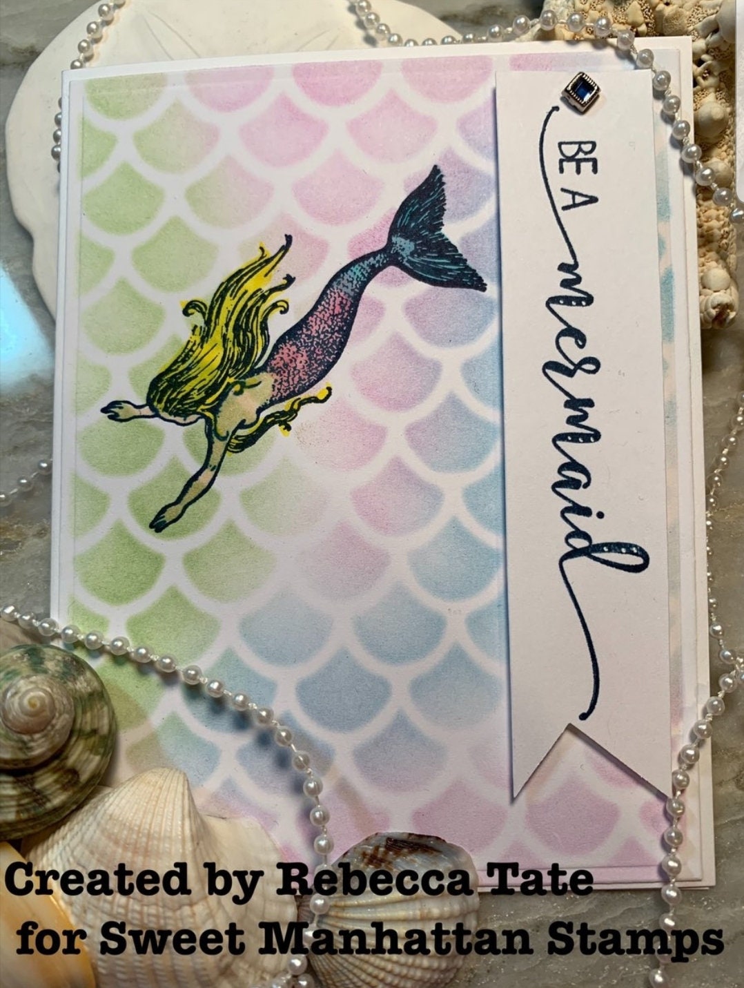 180-b Mermaid Series Stamp Set, Ocean Waves Border Stamp, Anchor ...