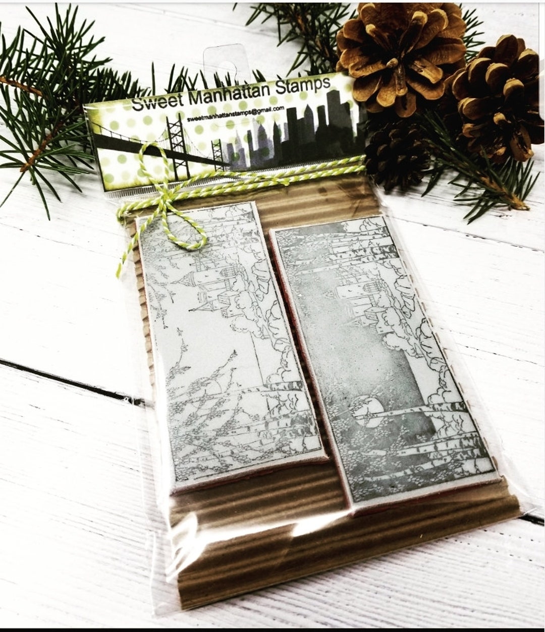 2 LG Stamps - Scenery - Mixed Media Stamps - Christmas Stamps - Card ...